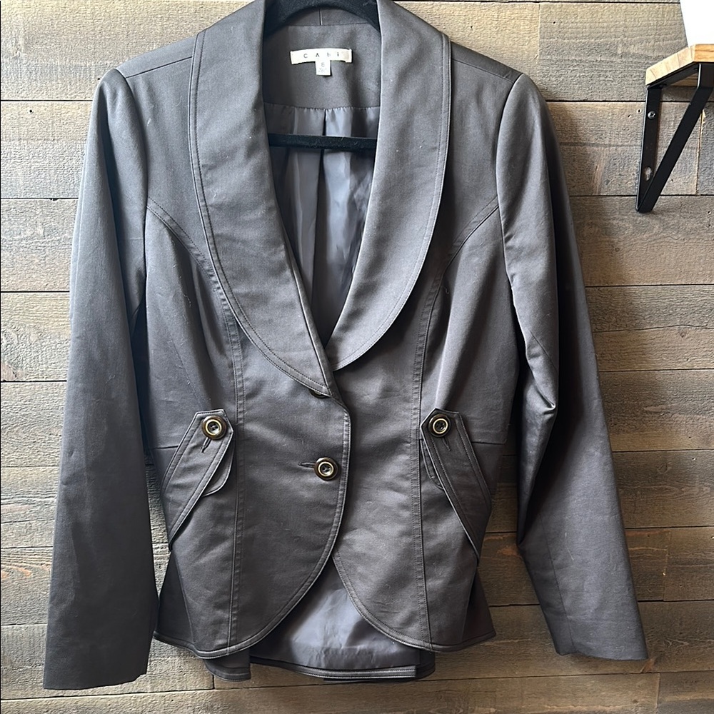 Cabi Gray Charcoal Shawl Collar Blazer Size 6 - Gem